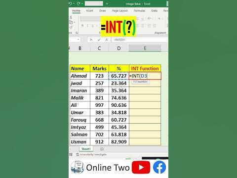 INT Function | Excel Formulas | Excel Short - YouTube