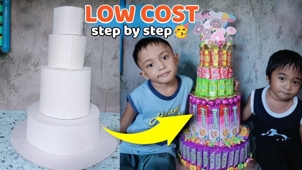 Easy Version DIY Candy Cake Tower | Candy Cake Surprise - YouTube