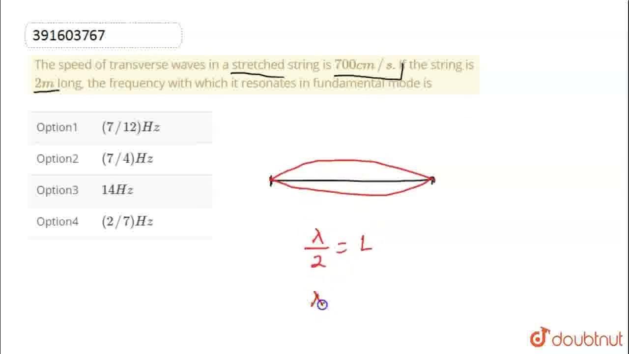 The speed of transverse waves in a stretched string is 700cm//s. If the string is 2m long, the f ...