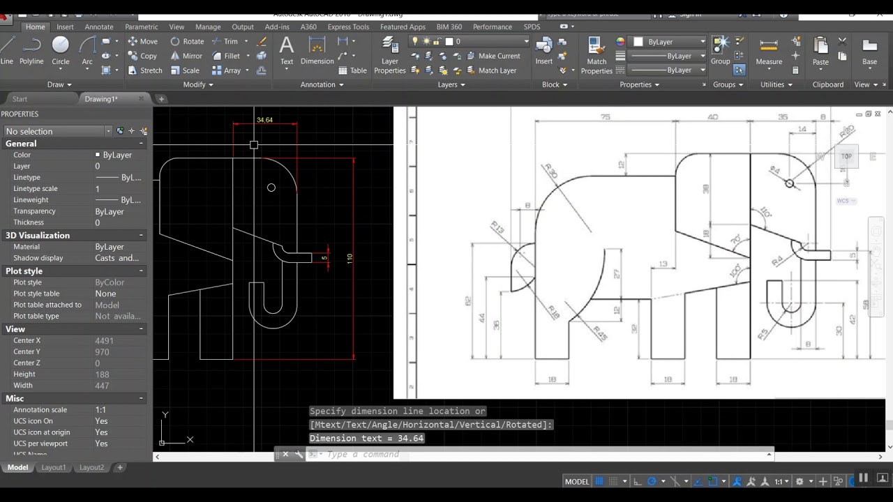 Elephant 2D Drawing - YouTube