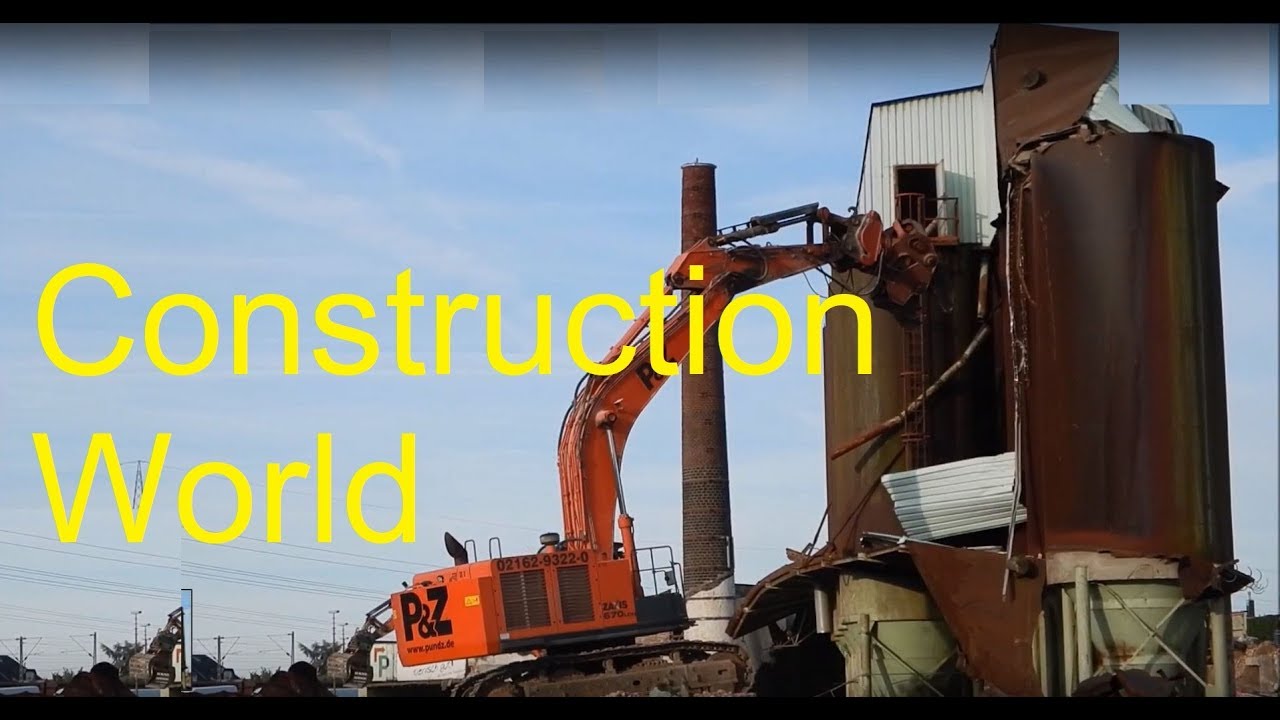 Excavator Hitachi 670 demolition site - YouTube