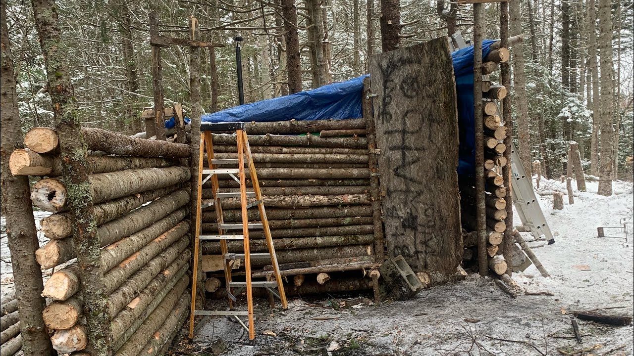 13 year old building a cabin with hand tools - YouTube