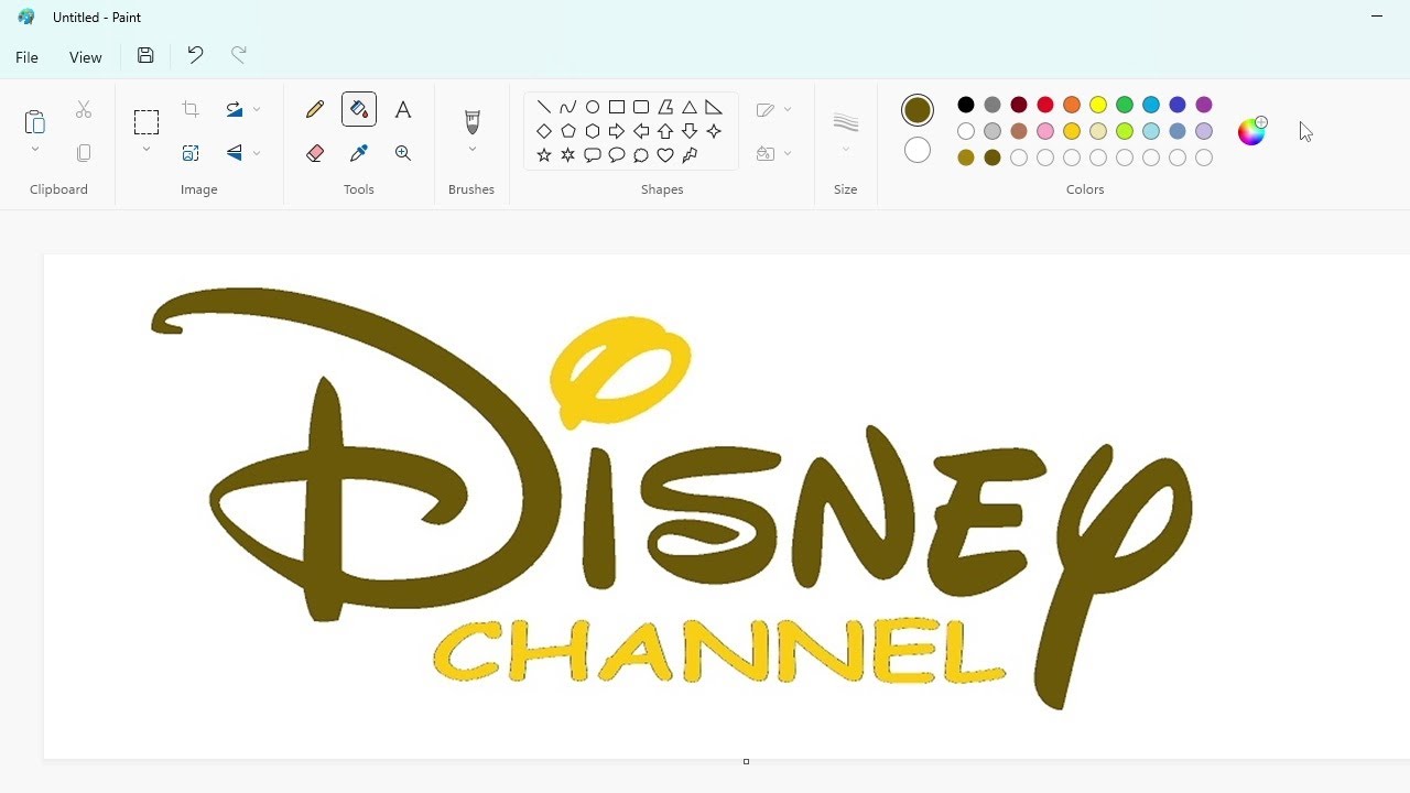 How to draw a yellow Disney Channel logo using MS Paint | How to draw ...