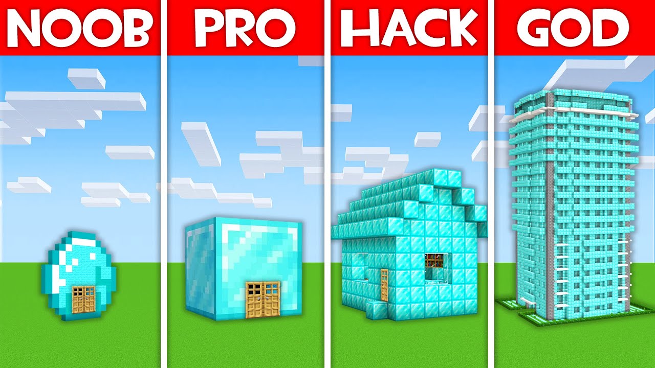Minecraft Battle: DIAMOND BASE BUILD CHALLENGE - NOOB vs PRO vs HACKER ...