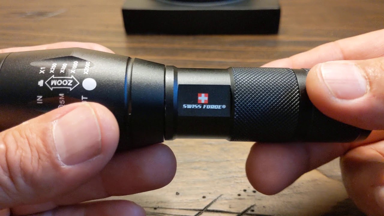FLASHLIGHT , SWISS FORCE , SOS , STROBE , HIGH ,MEDIUM,LOW ,QUICK ...
