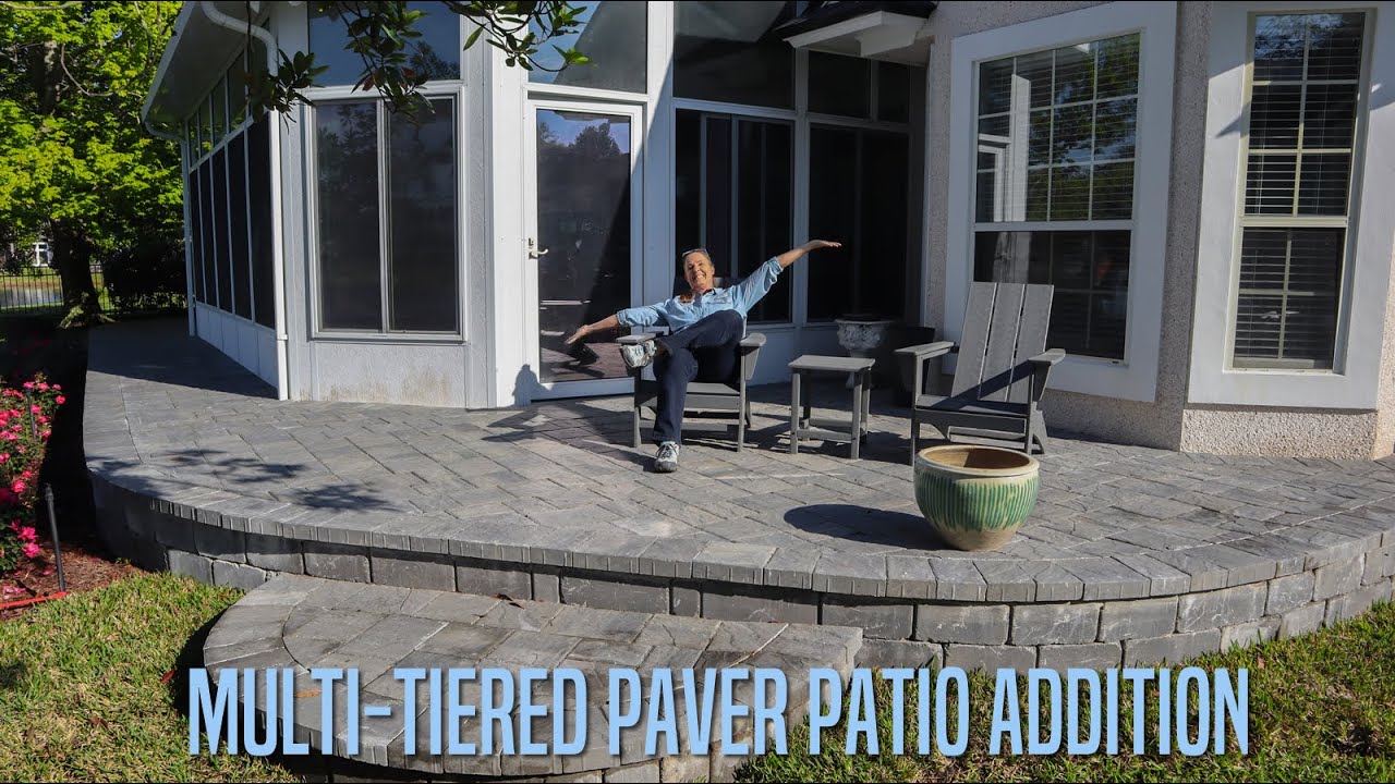 Multi-Tiered Paver Patio Outdoor Living Space Addition - YouTube
