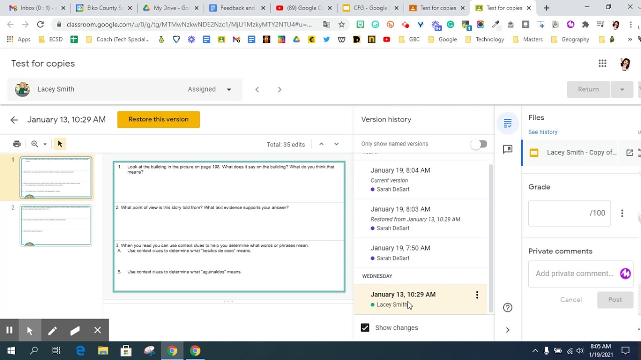Version History in Google Classroom - 2 ways - YouTube