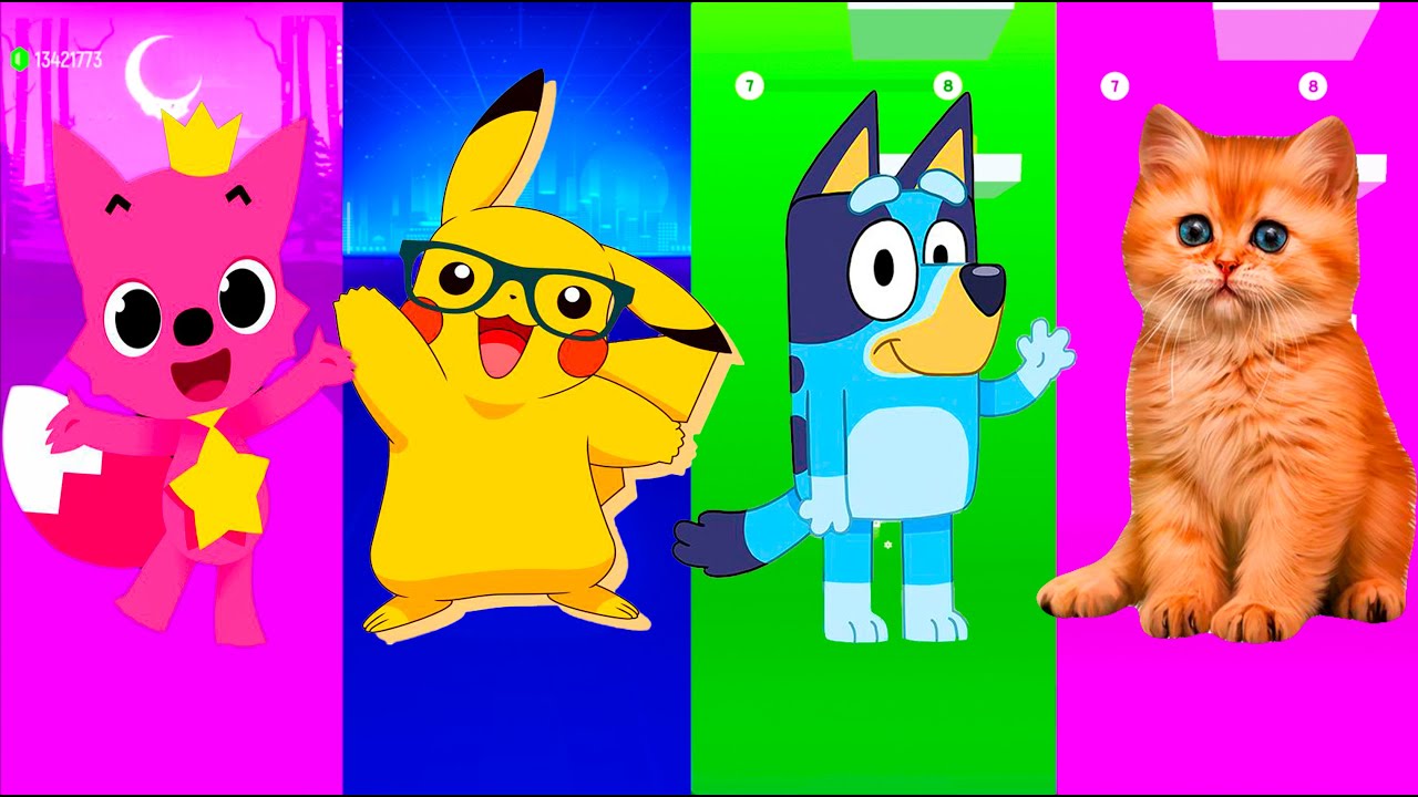 PinkFong(Believer) x Pikachu(2 Phut hon) x Bluey(Dance Monkey) x Cat ...