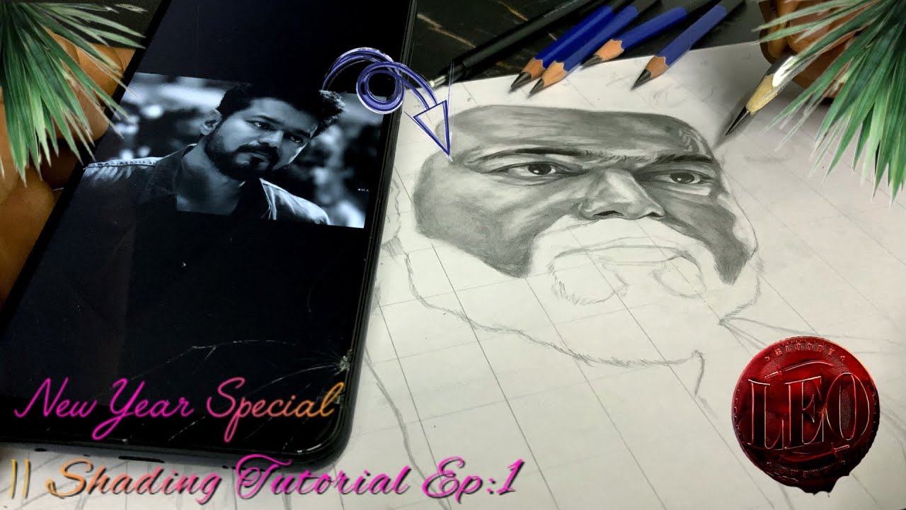 Drawing Thalapathy Vijay || Shading Tutorial || Part-1 || Step by Step ...