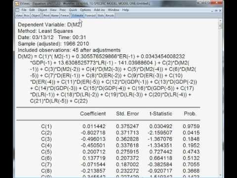 General to specific model. Model One. Part 4 of 6. EVIEWS - YouTube