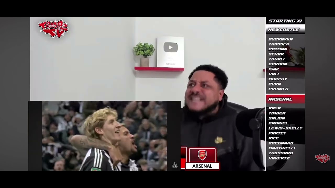 Anthony Gordon vs Arsenal goal reaction - YouTube