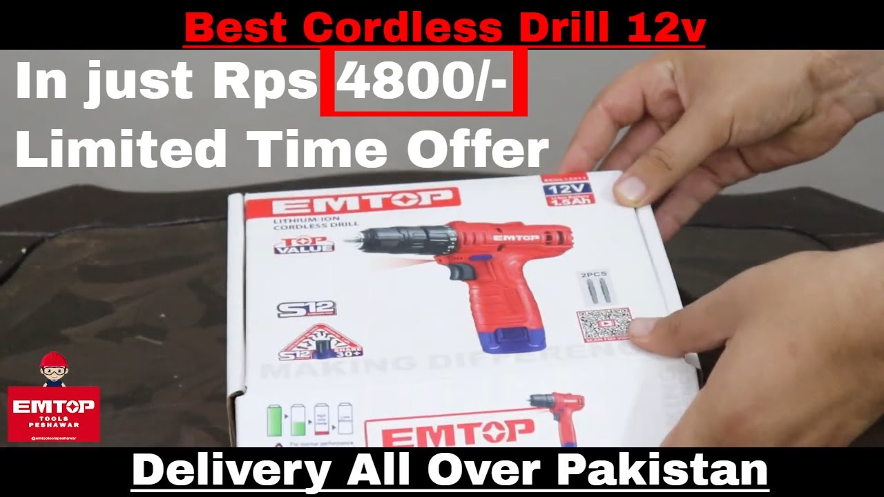 Cordless Drill | 12V Lithium Ion Rechargeable | Emtop Tools Peshawar ...