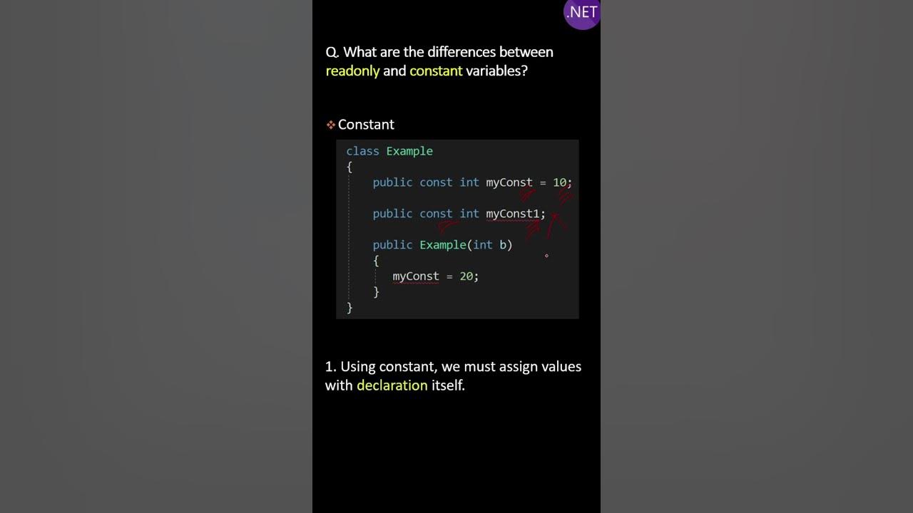 What Is The Difference Between Readonly And Constant Variables Youtube