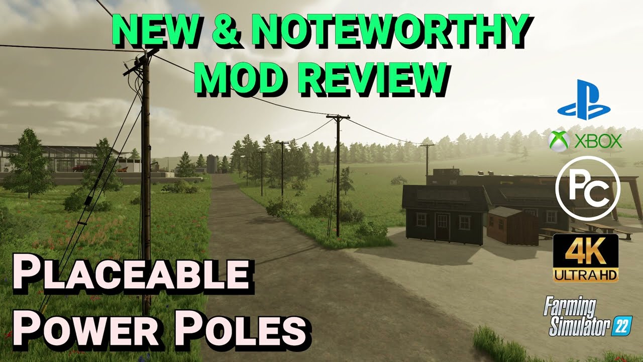 Placeable Power Line | Mod Review | Farming Simulator 22 - YouTube