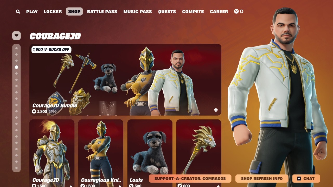 NEW Fortnite x CourageJD Skins, Emotes and All Cosmetics FULL Showcase ...