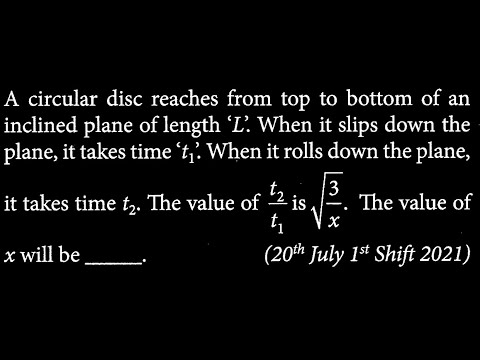 A circular disc reaches from top to bottom of an inclined plane of ...