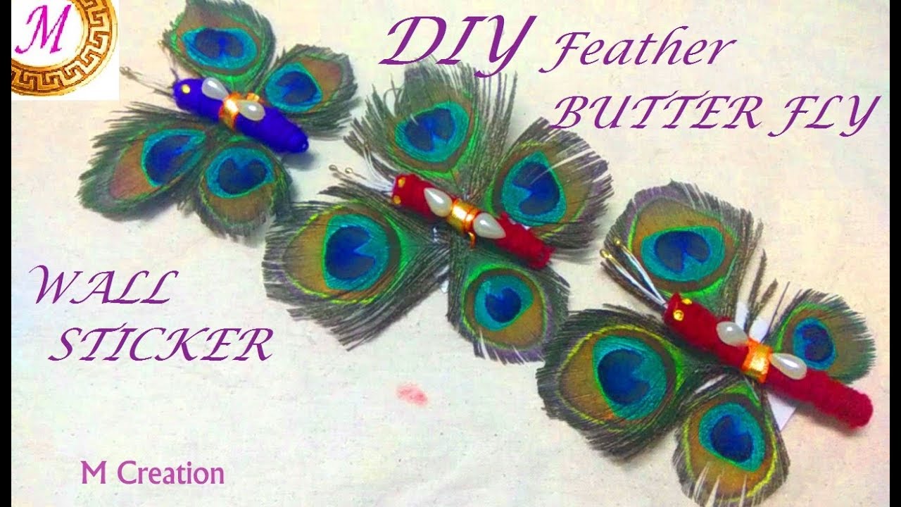 butterfly wall sticker/diy butter fly wall decor/feather butterfly ...