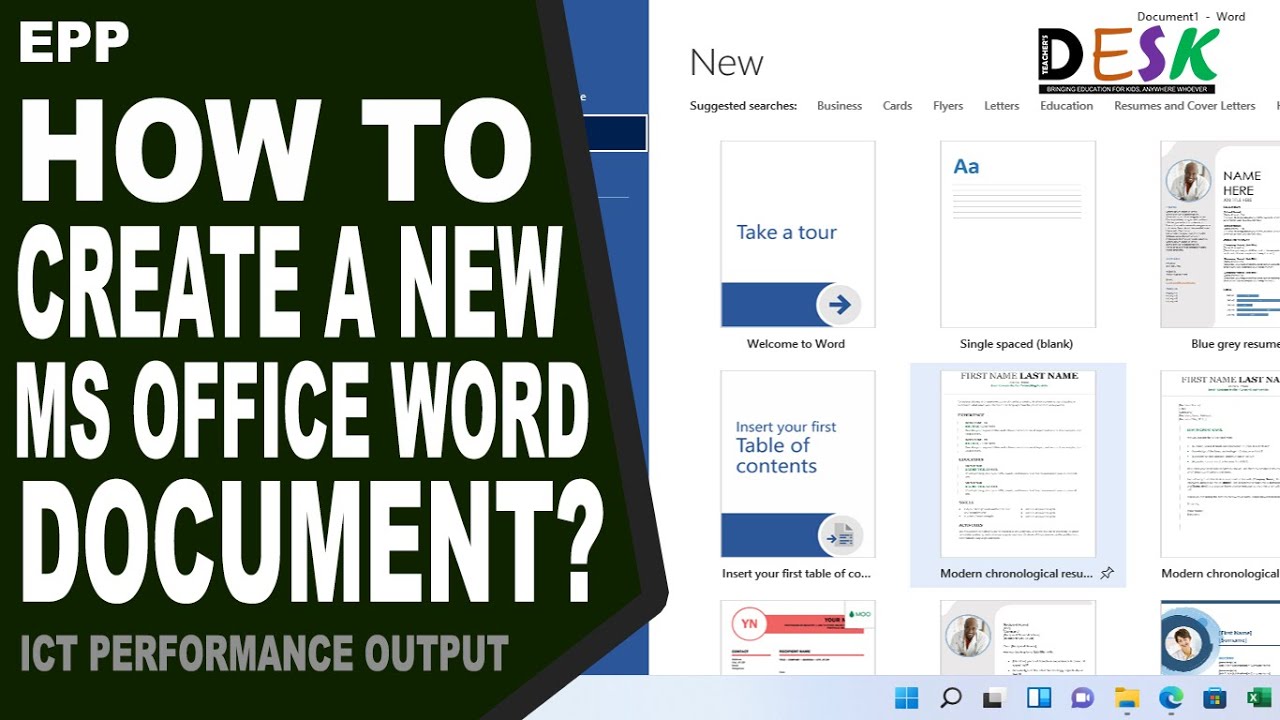 HOW TO CREATE A NEW MICROSOFT OFFICE WORD DOCUMENT - YouTube
