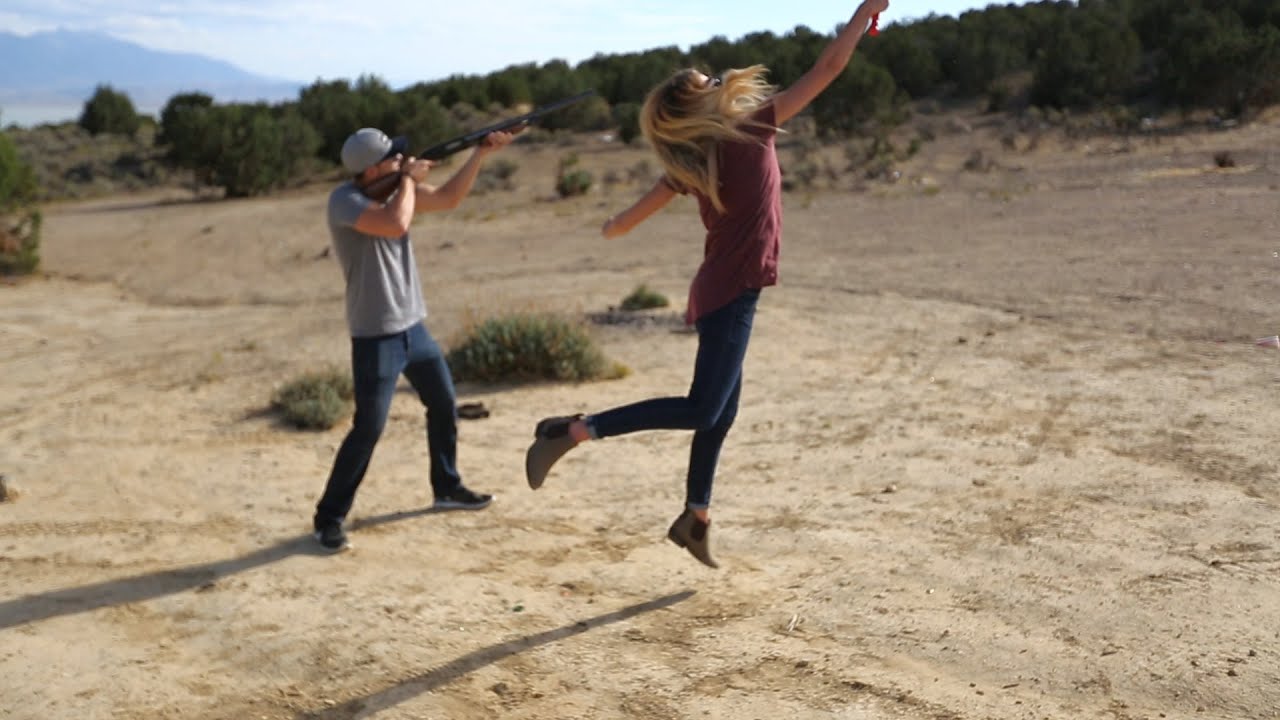 Trying to Teach Your Girl How to Throw Clay Pigeons... So Funny! - YouTube