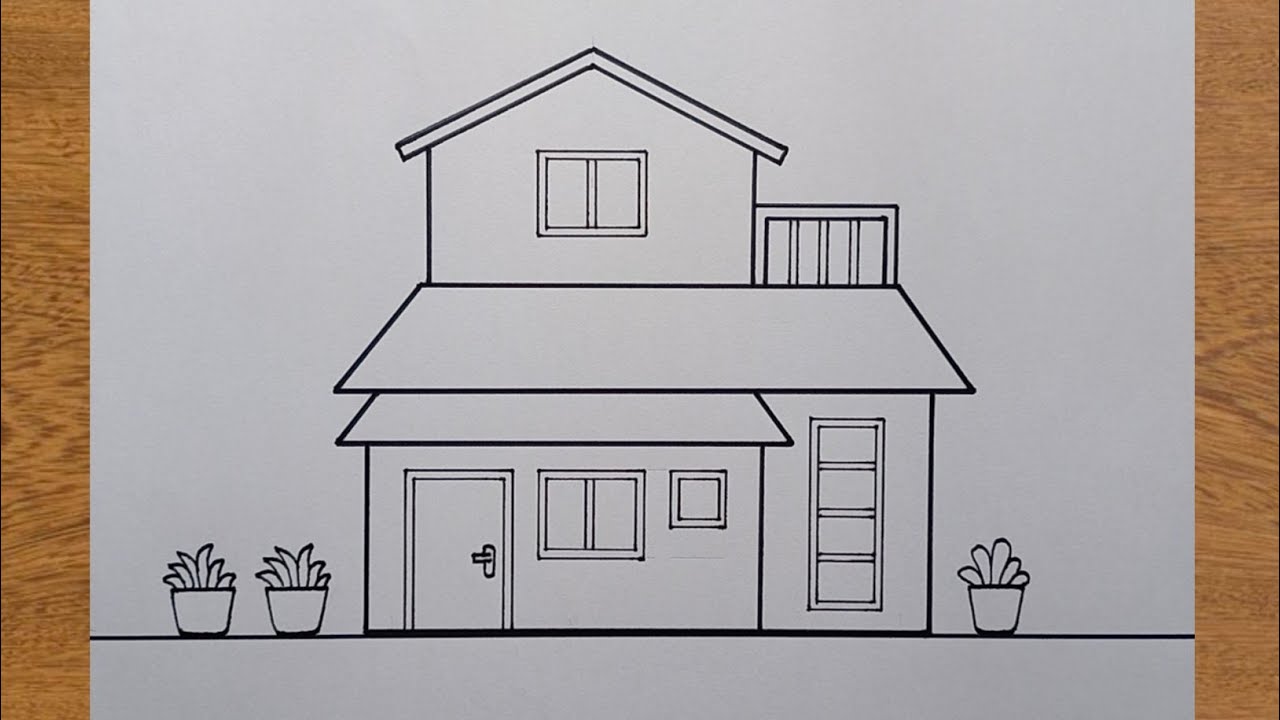 Cara Menggambar Rumah Tingkat Yang Cantik ️ Beautiful House ️ How to ...