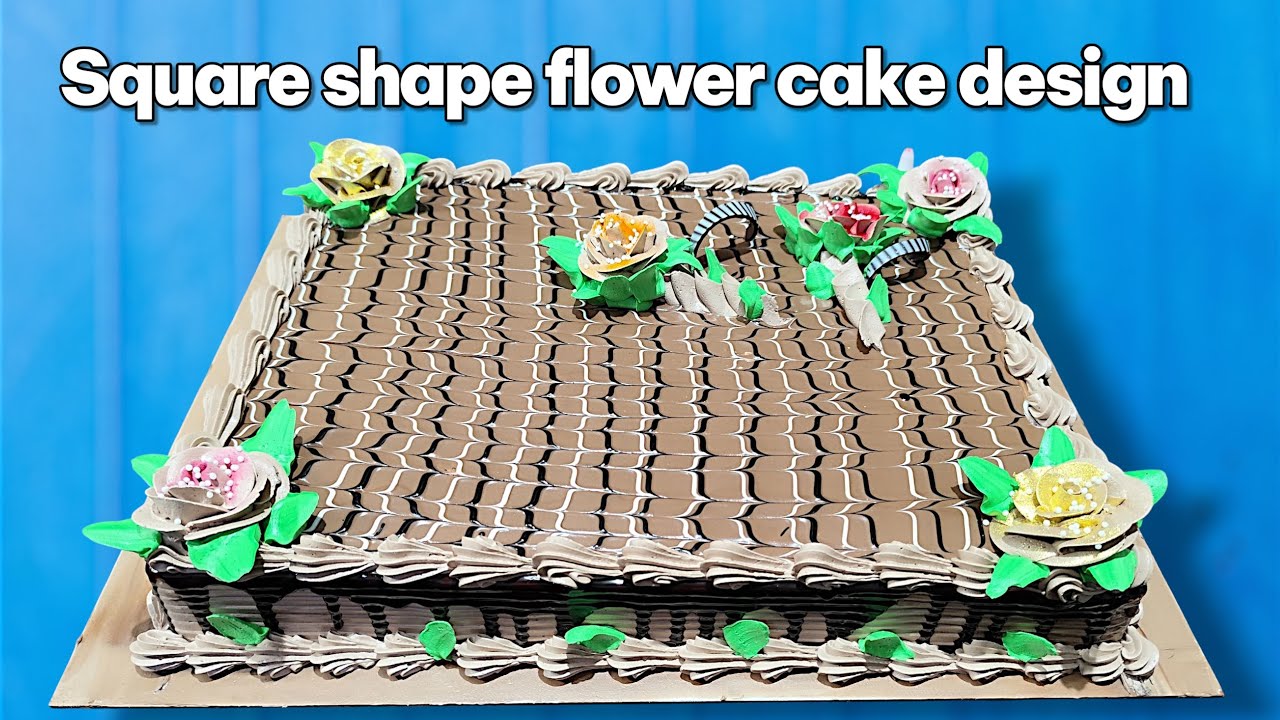 Chocolate cake ||square shape chocolate cake design #cake #cakedesign # ...