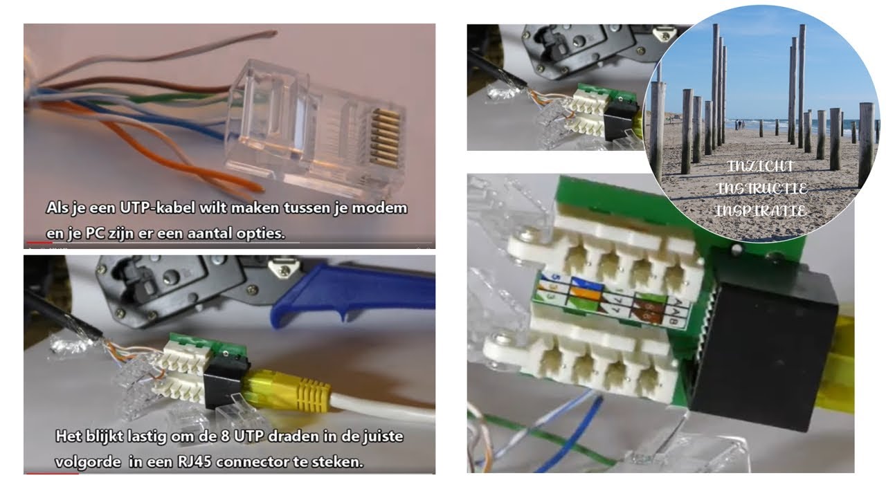 Een UTP kabel maken zonder gereedschap; gebruik een CAT6 ...
