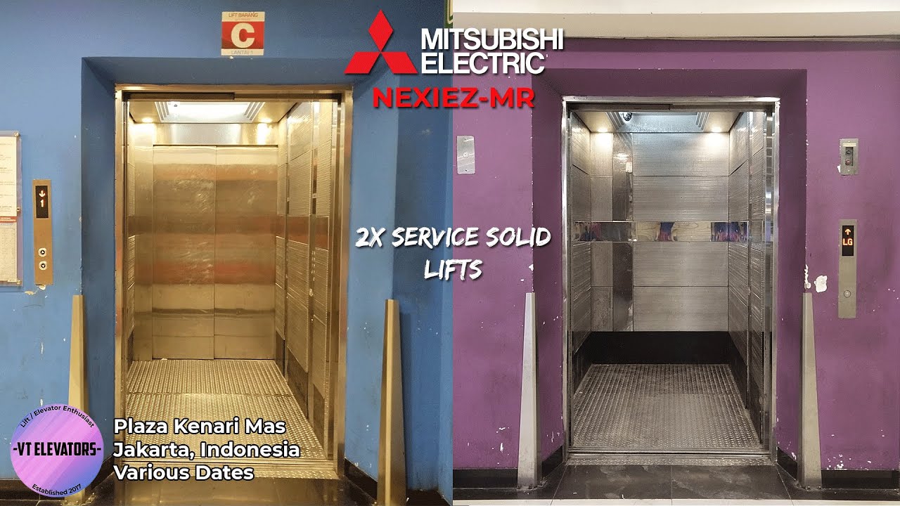 2 Mitsubishi NEXIEZ-MR Solid Service Lifts - Plaza Kenari Mas, Jakarta - YouTube