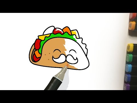 How to Draw a Cute Taco With a Mustache is Very Very Easy - YouTube