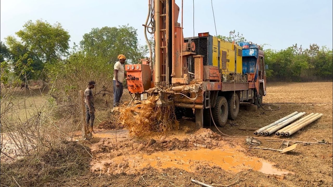 Borewell Drilling From Village || 50 Feet Borehole 10Hp Water || Step ...