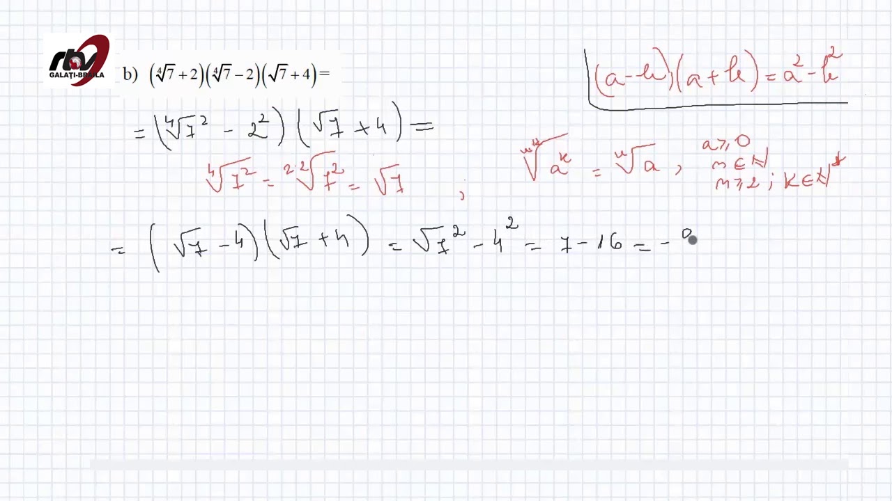 MATEMATICA - CLASA a 10 a - Radicalul de ordin “n” - YouTube