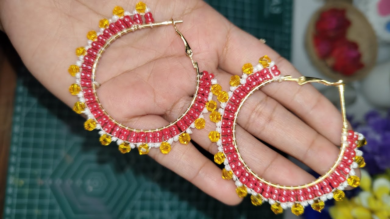 brick stitch hoop earrings / hoop earrings tutorial / DIY earrings ...