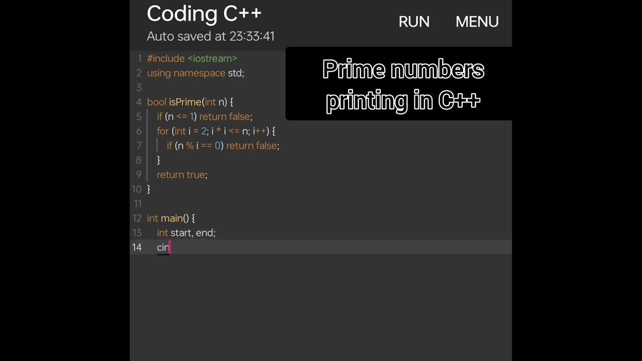 Prime numbers printing in c++ | #coding - YouTube