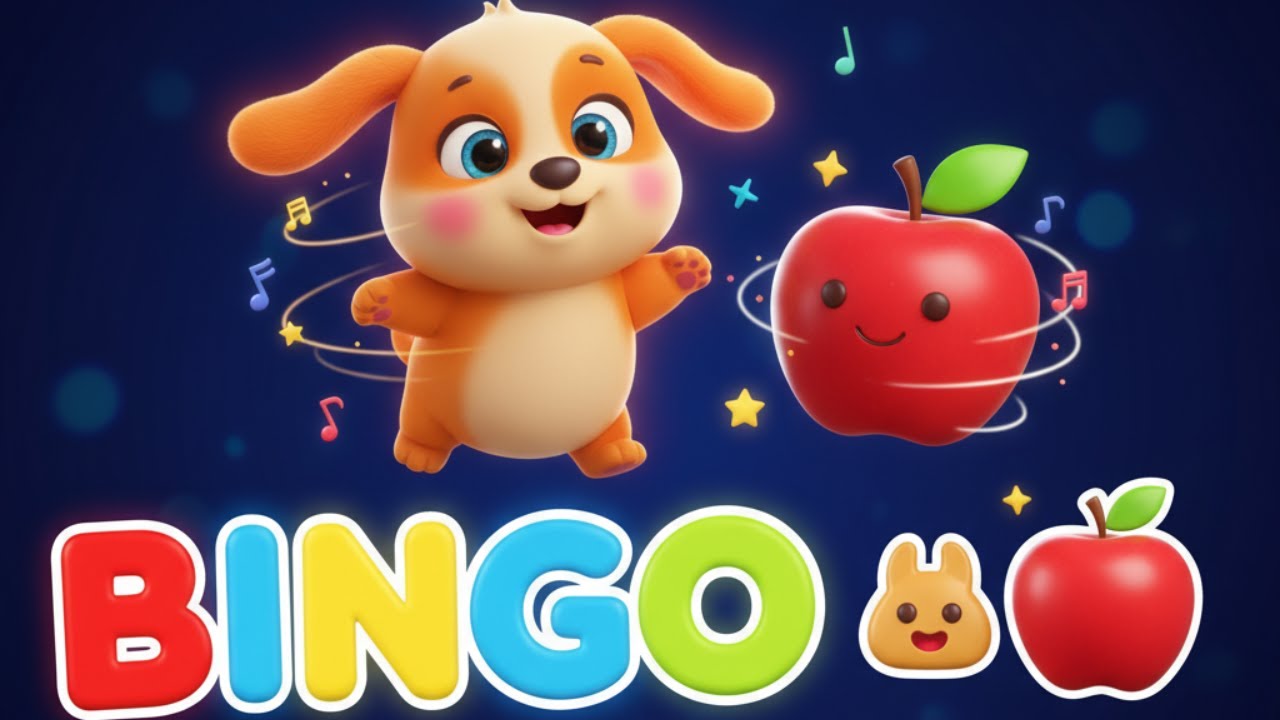 🐶🍎 BINGO Song for Kids | Dancing Puppy & Fruits Baby Sensory Learning ...