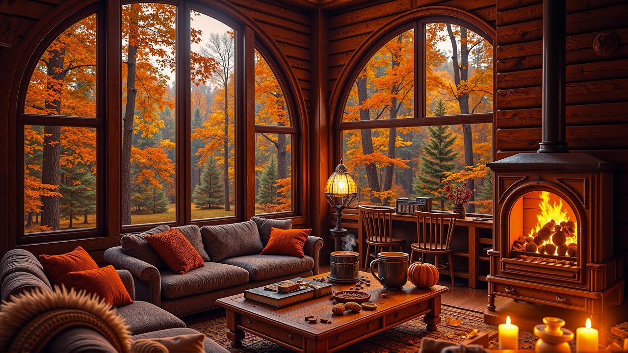 Cozy Cabin In Autumn Forest - Relax and Deep Sleep With Sound Rain and ...