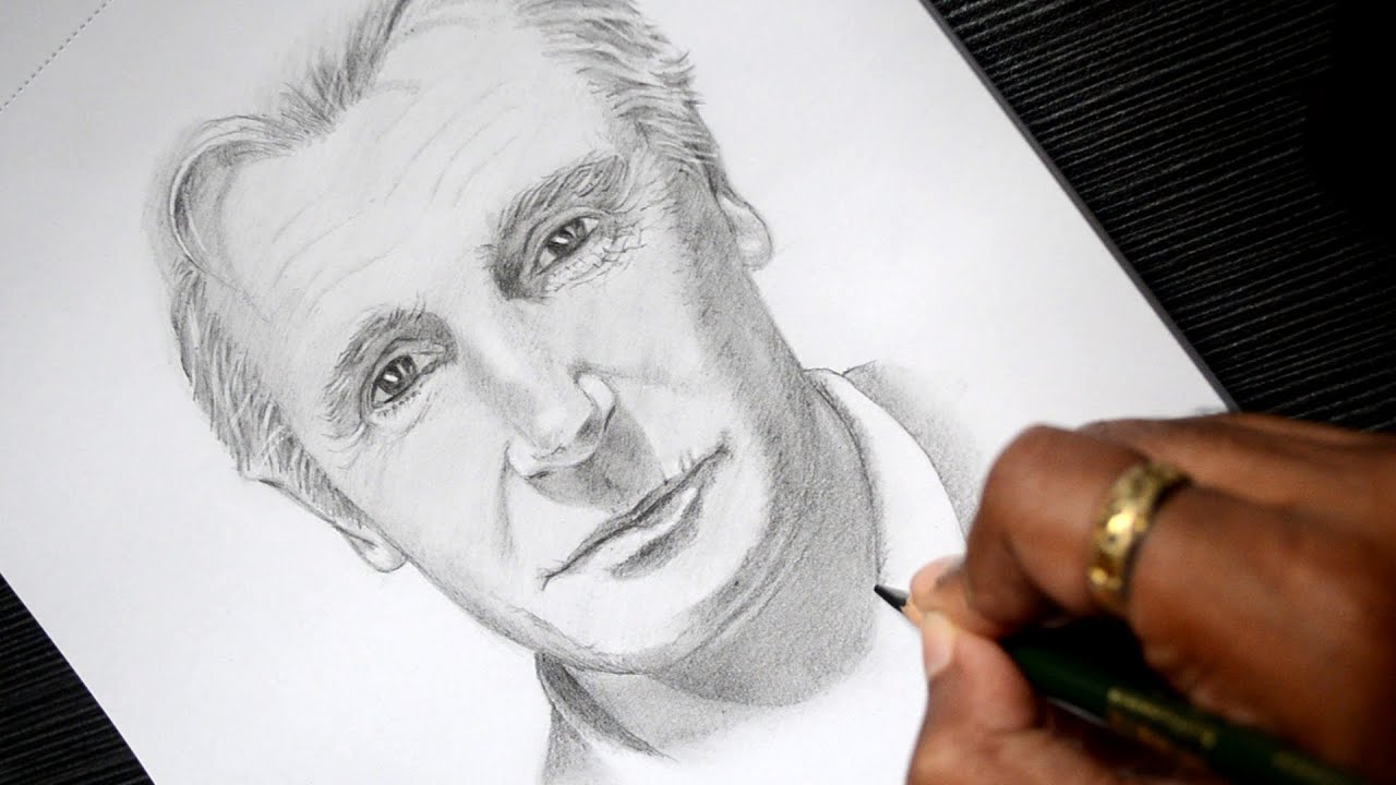 Step by Step Pencil sketch of Liam Neeson using Graphite Pencils - YouTube