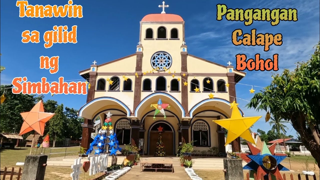 Tanawin sa gilid ng simbahan/Pangangan Island Calape Bohol/Front yard ...