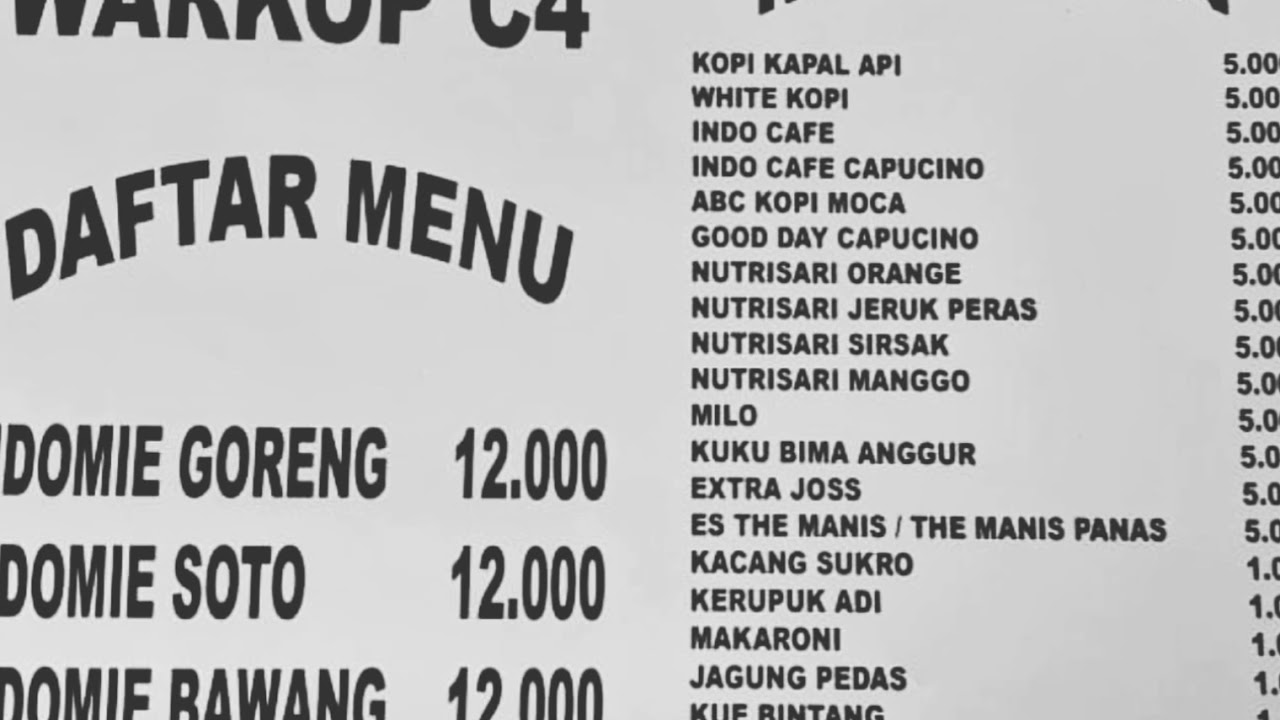 Menu Warkop C4 😅☕👌 - YouTube