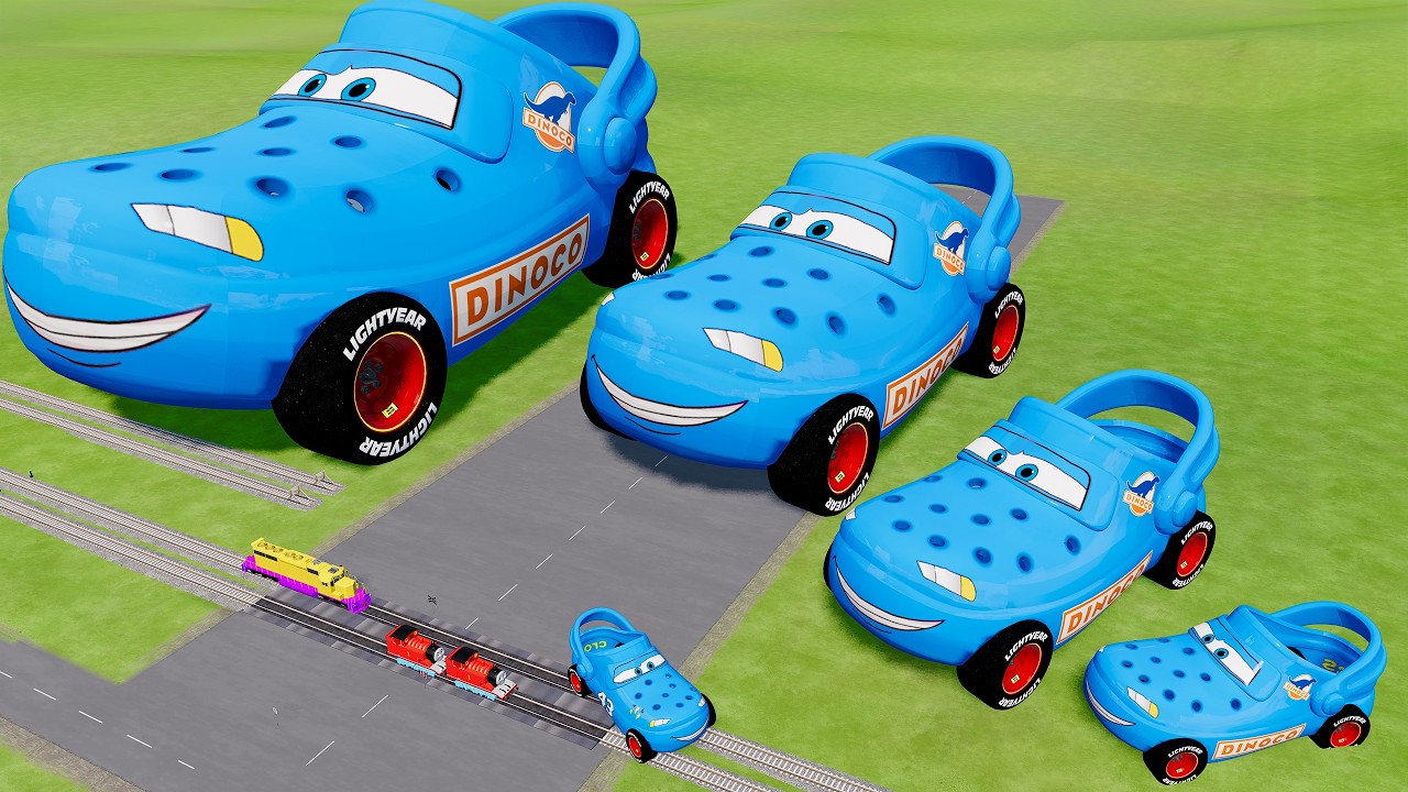 Big & Small Crocs King Dinoco vs Thomas Trains | BeamNG.drive - YouTube