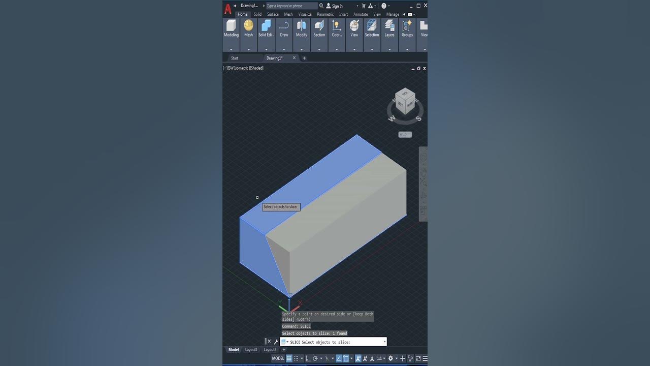 AutoCAD 3D, 3D modeling, how to used slice command #shorts - YouTube