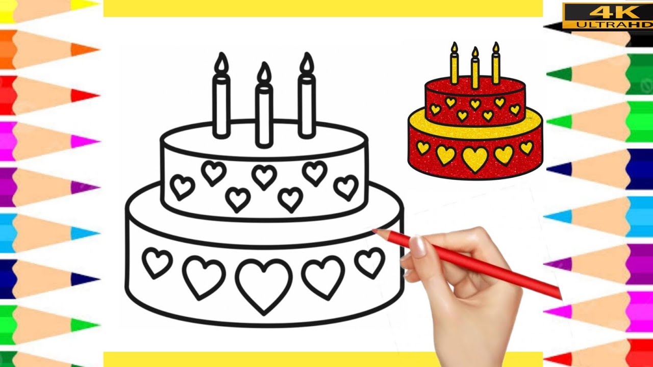 birthday cake drawing || HOW TO DRAW A BIRTHDAY CAKE EASY STEP BY STEP ...