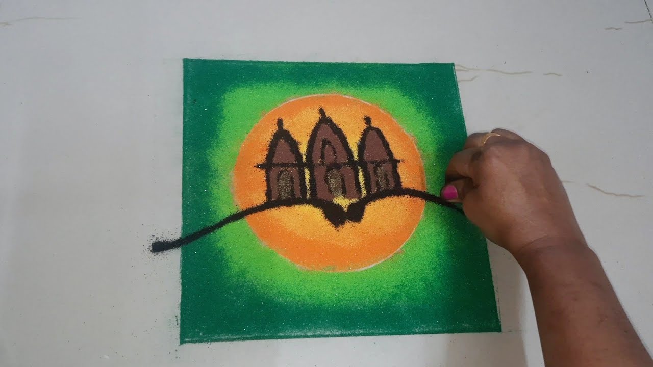 🚩Ram Mandir Rangoli Designs 🙏Ayodhya Rangoli Designs🚩Shree Ram rangoli🙏 ...