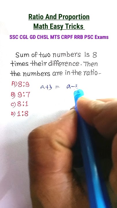 Ratio Proportion | Ratio & Proportion Math Tricks| SSC CGL MTS CHSL WB PSC FOOD || - YouTube