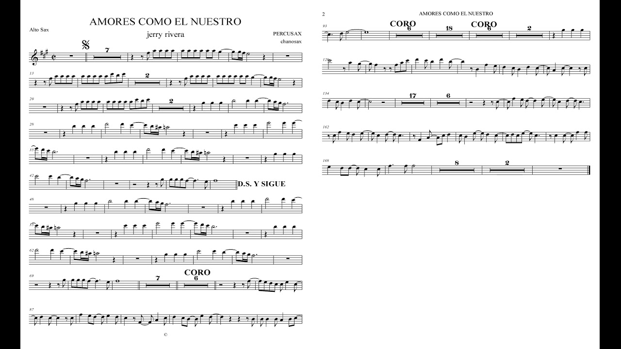 amores como el nuestro salsa PARTITURA PARA SAXO ALTO - YouTube