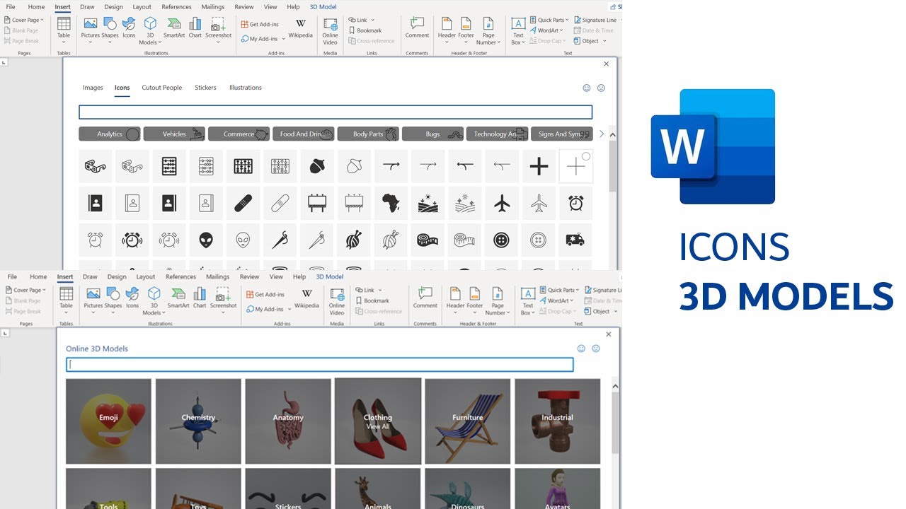 Microsoft word Icons and 3D Models Tagalog Tutorial - YouTube