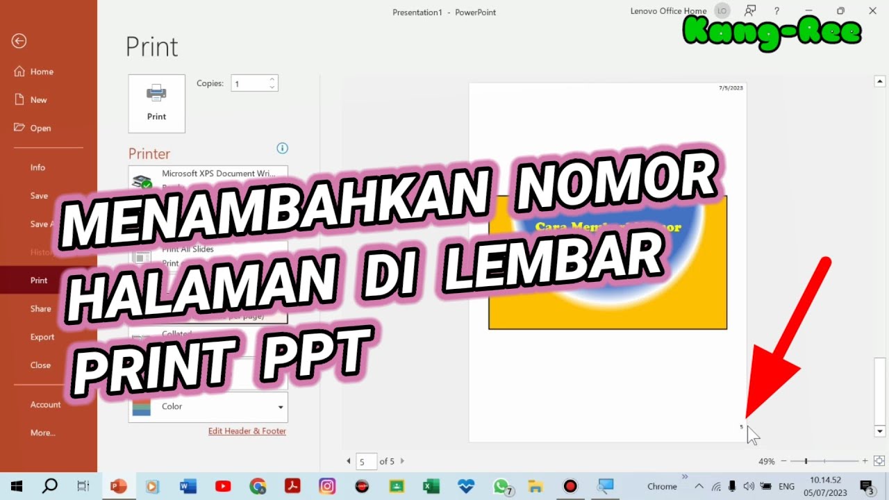 Cara Menambahkan Nomor Halaman di Lembar Print Powerpoint - YouTube