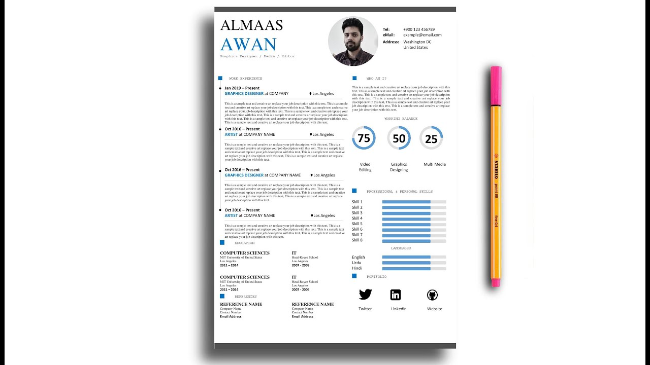 Awesome 1 Page Professional Resume Design Tutorial in Microsoft Word ...