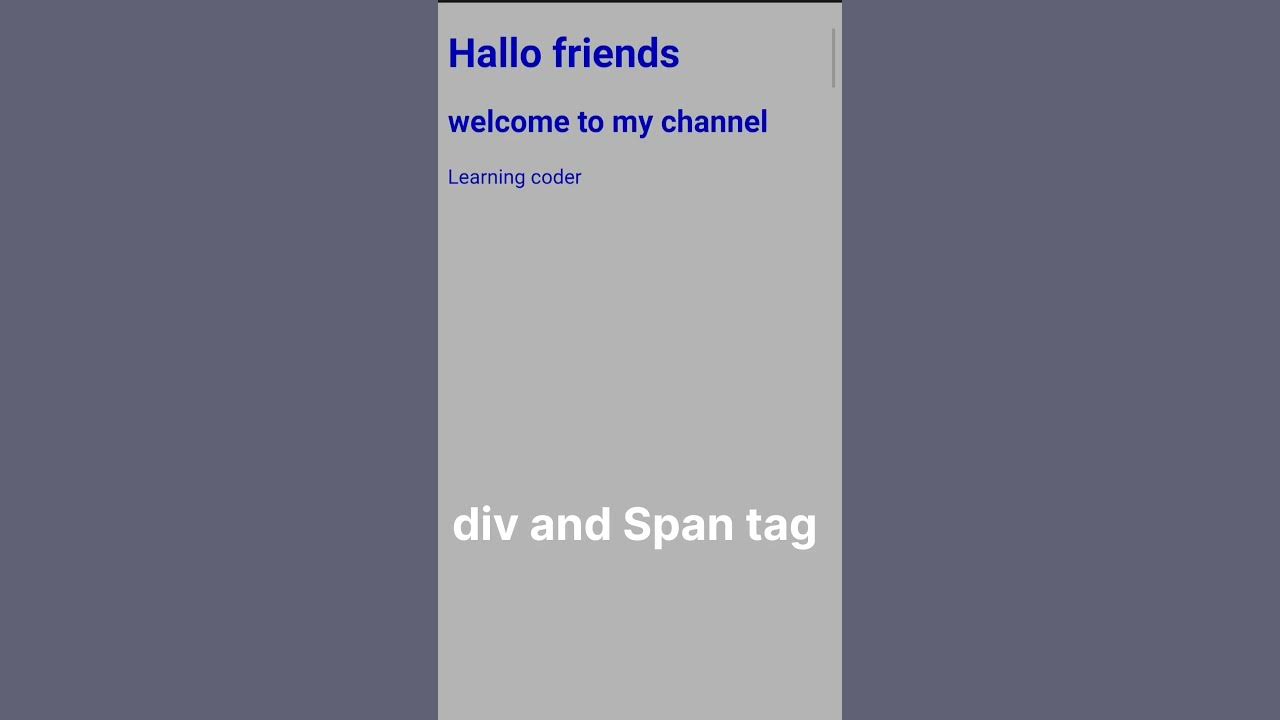 Div and Span Tag in html #learning coder #html coding #viral shorts# ...
