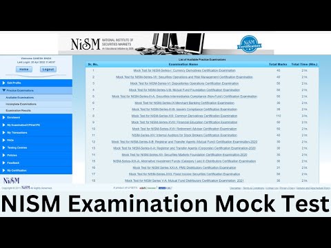 NiSM examination mock test ll Nism exam question bank - YouTube
