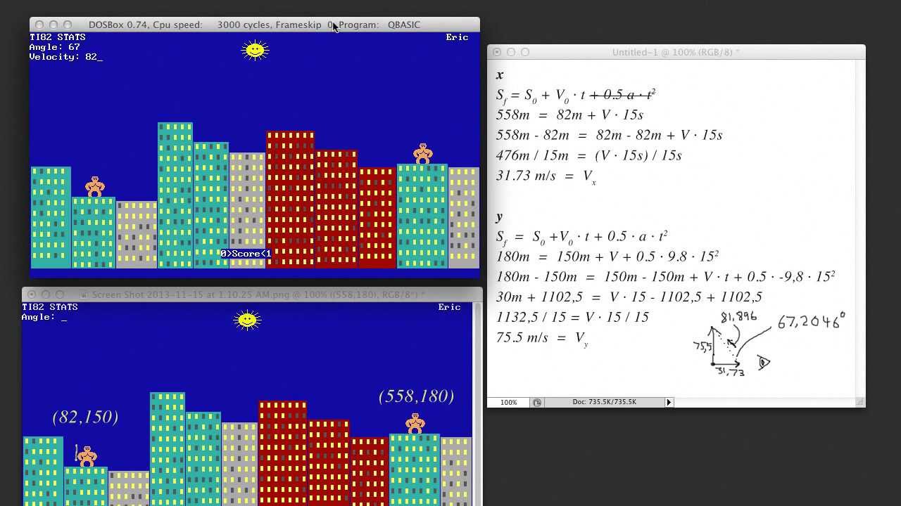 Solving Projectile Motion - Qbasic Gorillas - YouTube