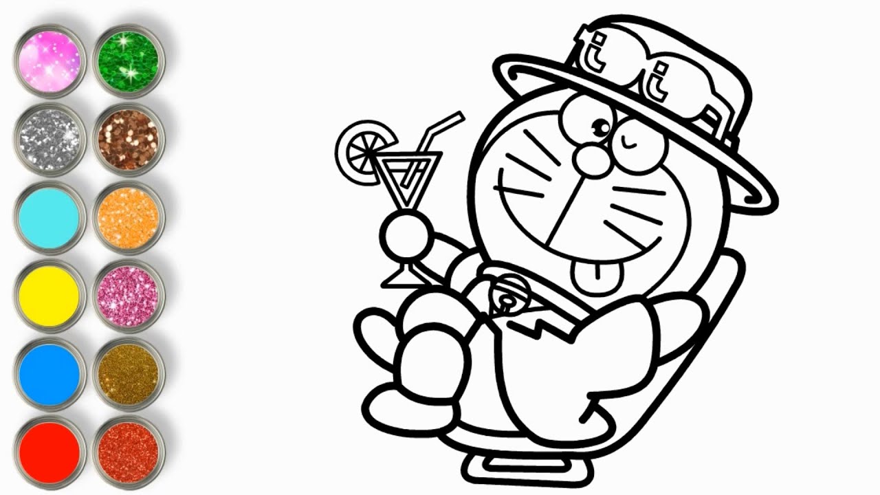 Doraemon Coloring Pages 💚💙 ️💖 How to Draw Doraemon 💚💙 ️💖 Glitter ...